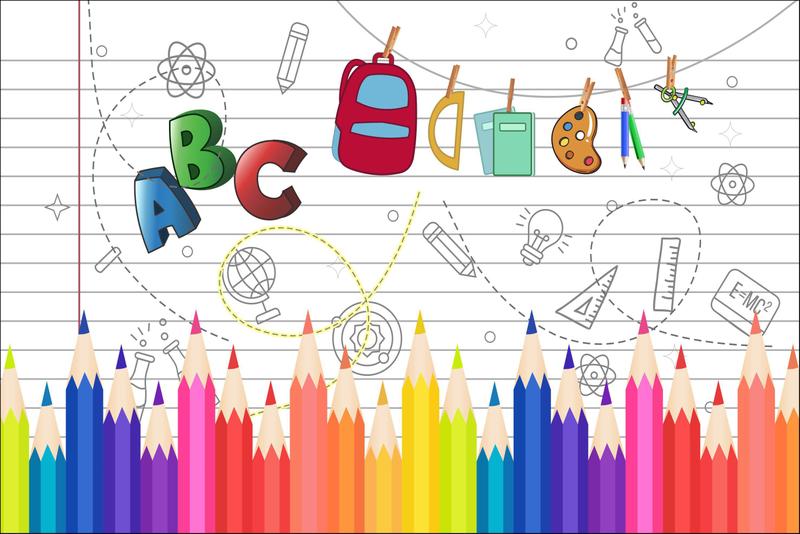 Painel de Lona Painel ABC Lápis de Cor Elementos Escolares - Fabrika De ...