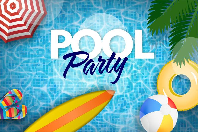 Painel de Lona Pool Party Festa na Piscina Prancha e Guarda Sol ...
