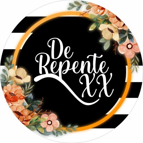 Painel de Lona Redondo De Repente XX Neon Flores Brilho Numero ...