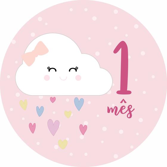 Painel de Lona Redondo Mesversário Aniversário de 1 Mês Menina ...