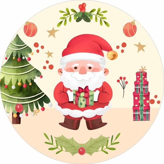 Painel de Lona Redondo Natal Cute Papai Noel Presentes - Fabrika de ...