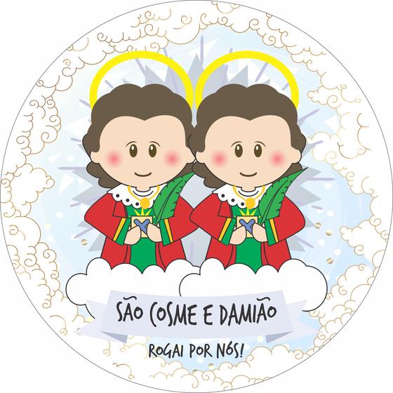 Painel de Lona Redondo Santinhos Católicos São Cosme e Damião - Fabrika ...