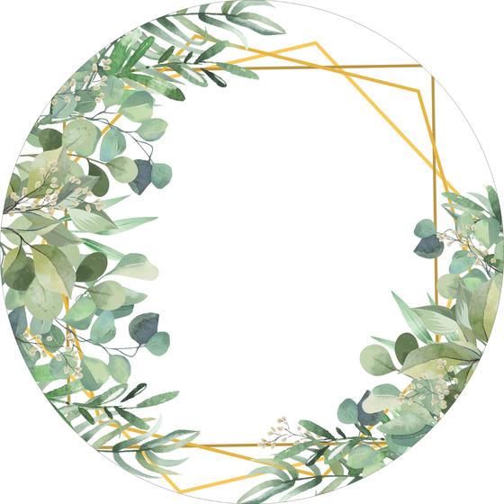 Painel de Tecido Sublimado Redondo Folhas Verdes Aquarela Formas ...