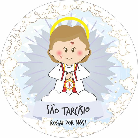 Painel de Tecido Sublimado Redondo Santinhos Católicos São Tarcísio c ...