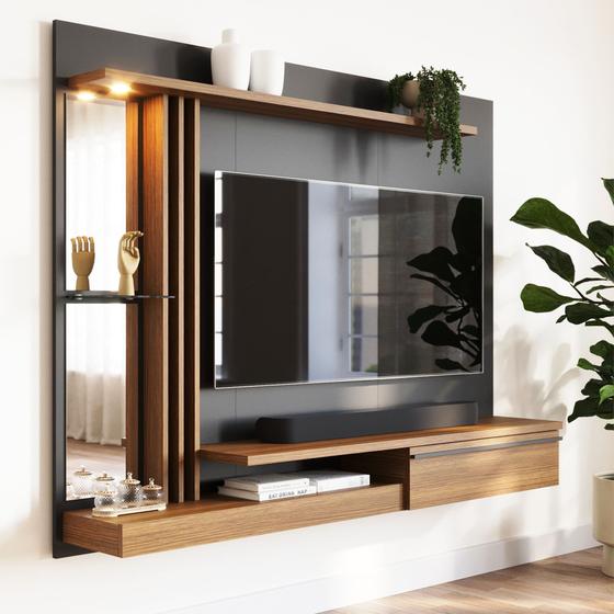 Painel de TV 55 Polegadas Petra Com LED e Espelho Babus - Painel para ...