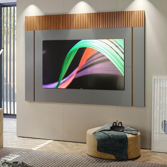 Painel De Tv 70 Polegadas Cinza E Marrom Ripado Malibu 1,83 Lukaliam ...
