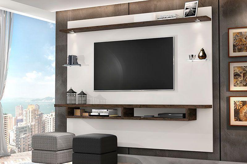 Painel de TV 75 polegadas suspenso Victoria OFFwhite / Nogal - Carmolar ...