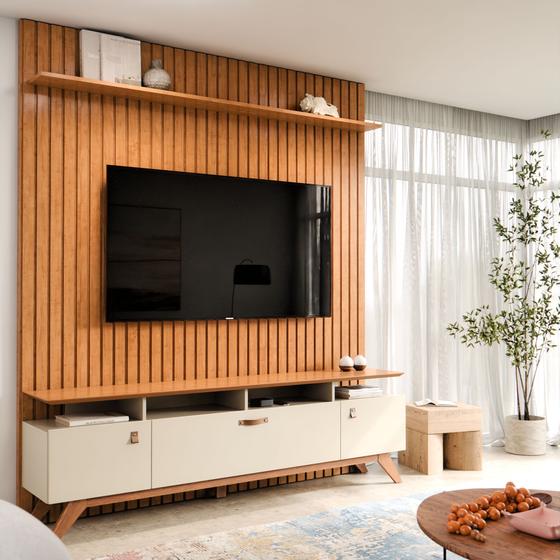 Painel De Tv Com Rack Absolut Ripado Para Tv de Ate 75 Polegadas Cor ...