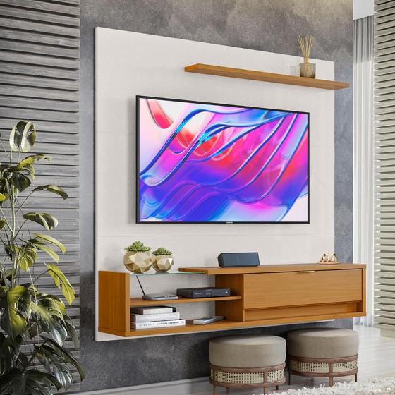 Painel De Tv Para Quarto 55 Polegadas Off White Perolizado E Marrom ...