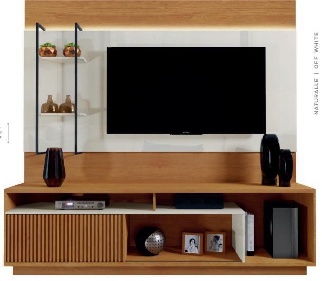 Painel e Rack Granada com LED para Tv de até 65 Polegadas Naturalle/Off White - Mavaular - Rack ...