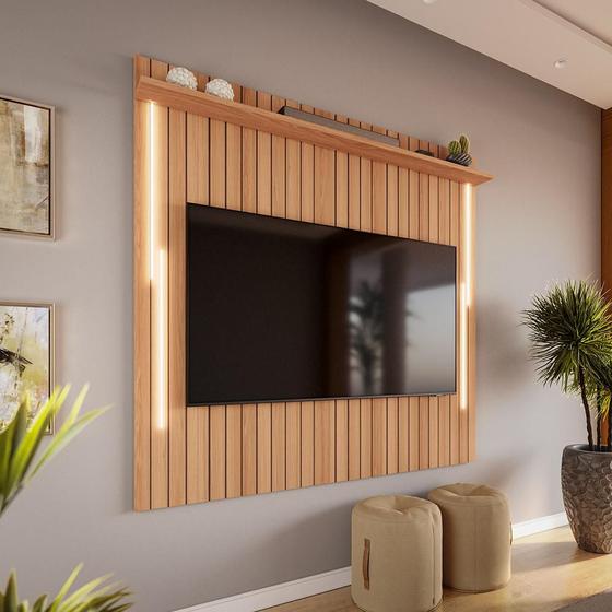 Painel Efeito Ripado 3d Com Led Para Tv Até 70 Polegadas Sevilla 183cm Jequitibá - Movelove ...
