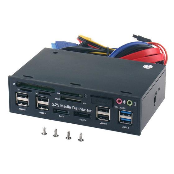 Painel Frontal para PC com USB 3.0, Áudio e eSATA - 5.25" - Peças para ...