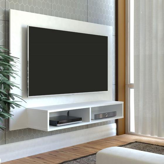 Painel Home Para TV Até 50 Polegadas Suspenso 1 Prateleira 2 Nichos Para Sala de Estar Artely ...