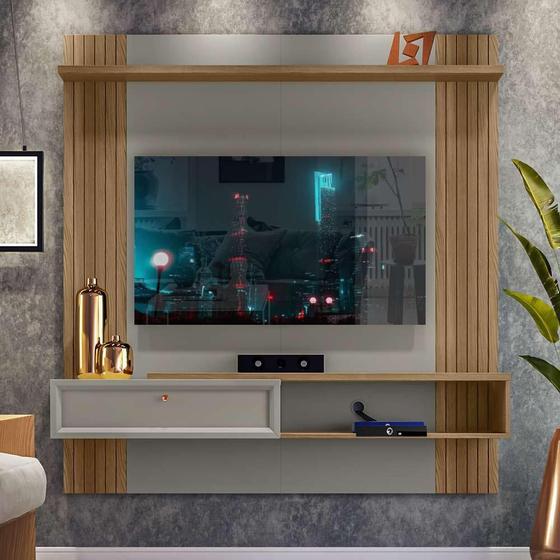 Painel Home para TV até 60 Polegadas Pitanga Linea Brasil Amêndoa/Titânio - Painel para TV ...