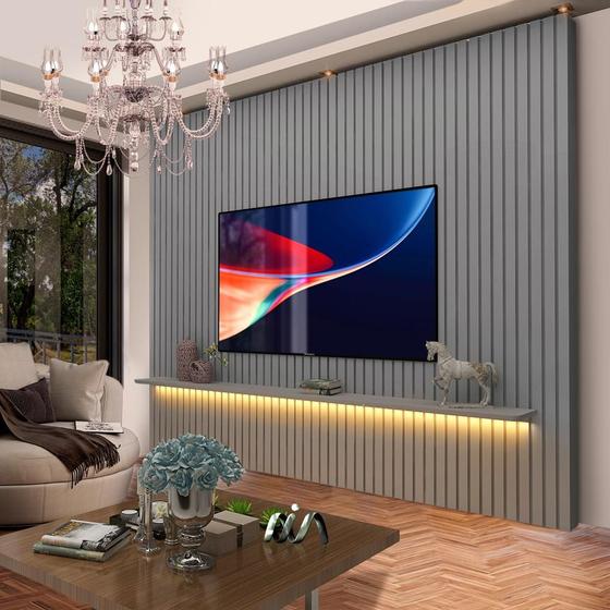Painel Home Ripado TV Até 85 Polegadas Com LED Cinza Notório Shop JM - Painel para TV - Magazine ...