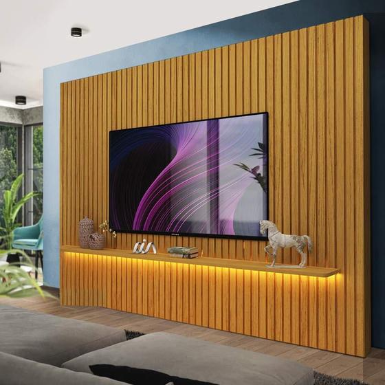 Painel Home Ripado TV Até 85 Polegadas Com LED Naturale Notório Clean Shop JM - Painel para TV ...