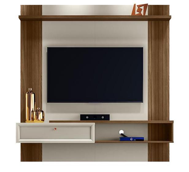 Painel Home Suspenso Detalhes Frisados Sala Quarto TV Até 60 Polegadas 1 Nicho 2 Passa Fio 1 ...