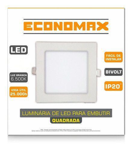 Painel Led 18W Economax Embutir Quadrado Branco Frio 6500k - Painel de LED - Magazine Luiza