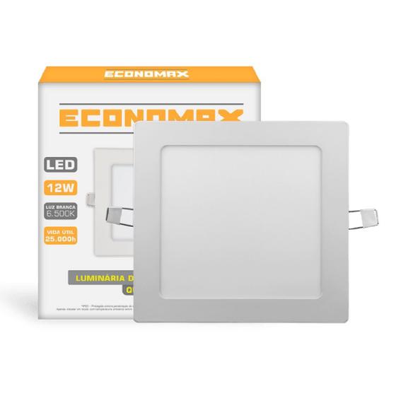 Painel led embutir quadrado slim 12w 6,5k - economax - Plafon ...