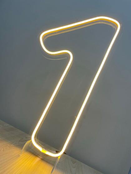 Painel Led Neon Número 1 (um) Acrílico Cristal Neon 50cm Altura - Laser ...