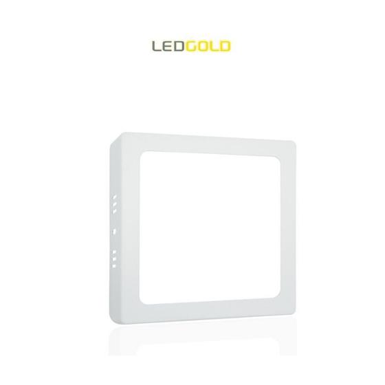 Painel led sobrepor quadrado 12w av 17x17 bivolt aluminio branco quente ...