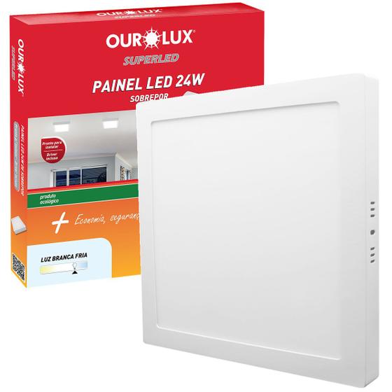 Painel Led Sobrepor Quadrado 30Cm 24W Bivolt Branco Frio - OUROLUX ...