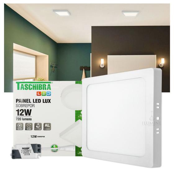 Painel LED Taschibra LUX 12W Quadrado Sobrepor - Painel de LED - Magazine Luiza