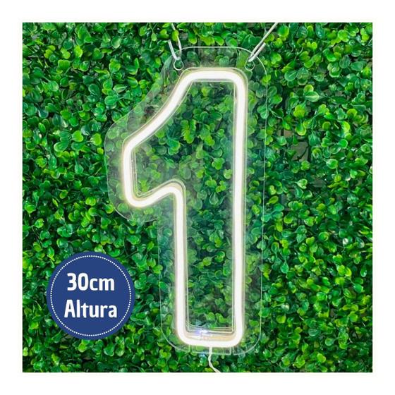 Painel Neon Led Numero 1 de 30 cm decoração festa aniversario ...