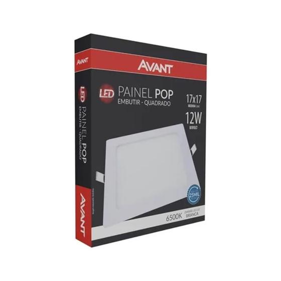 Painel Paflon Led Embutir Quadrado 12w 17CM Bivolt Luz Branca - Avant ...