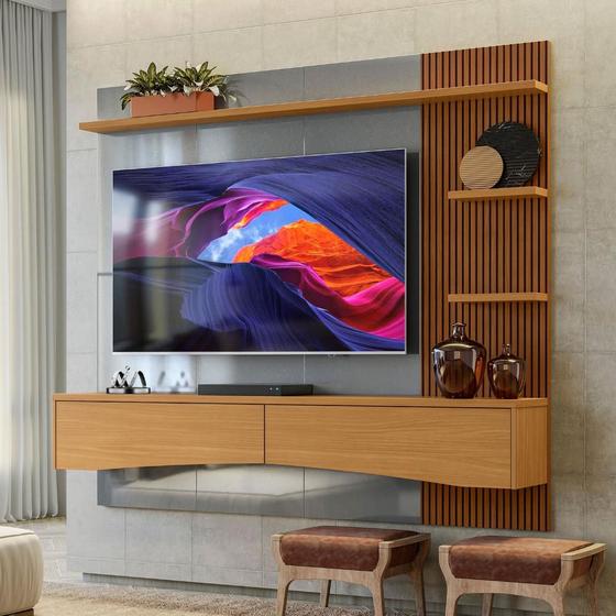 Painel Para Sala 65 Polegadas Cinza Perolizado E Marrom Europa Lukaliam ...
