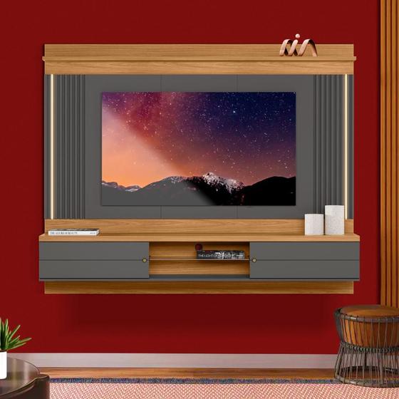Painel Para Sala Ripado Para Tv 75 Polegadas Com LED Nature Chumbo Shop ...