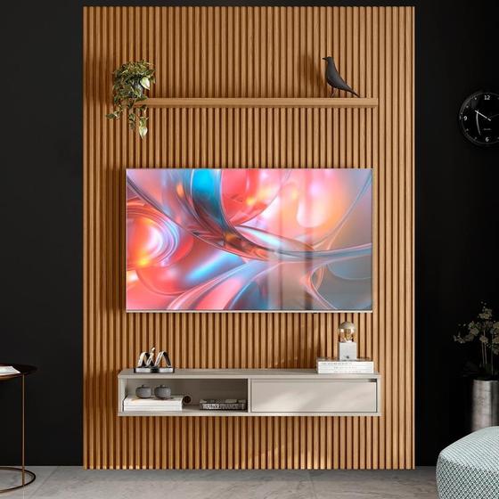 Painel Para Televisão Ripado 75 Polegadas 1.8 Com Nicho E Prateleira ...