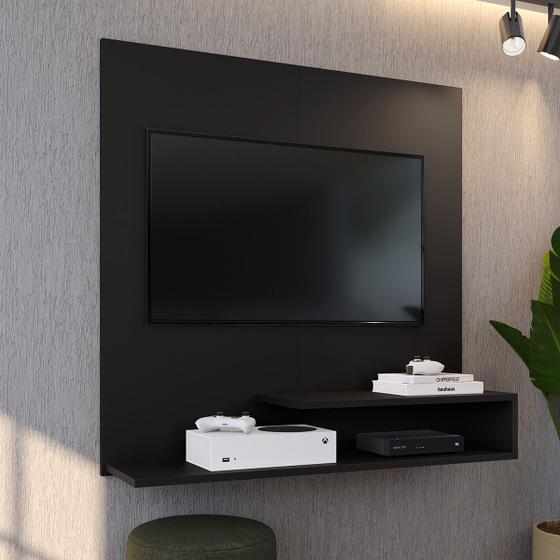 Painel para TV 32 Polegadas 90x90 Sala Quarto com Nicho Prateleira Smart New - Preto - DESAN ...