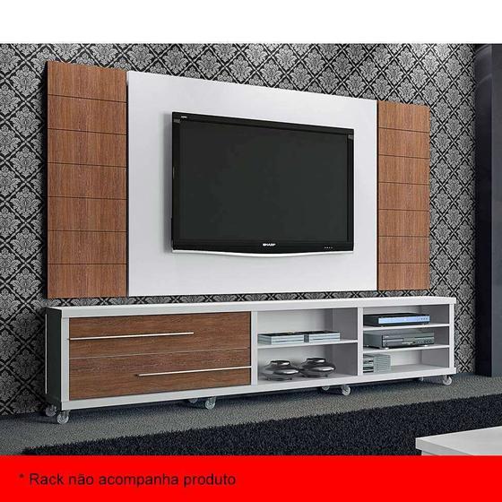 Painel para TV 50 Polegadas Milão Branco Fosco e Carvalho Evora 240 cm ...