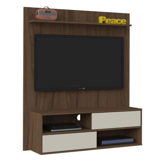 Painel para TV 50 polegadas Televisão Sala Dallas Amêndoa com Off White Artely - Painel para TV ...