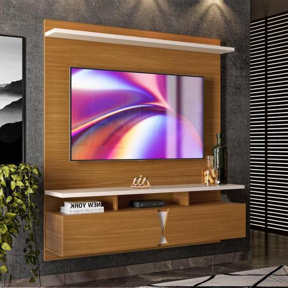 Painel Para Tv 55 Polegadas Off White Perolizado E Marrom Imola ...