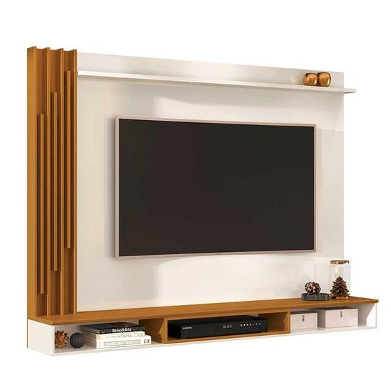 Painel Para TV 55 Polegadas Ripado 180cm Aston EDN Off White/Cedro ...