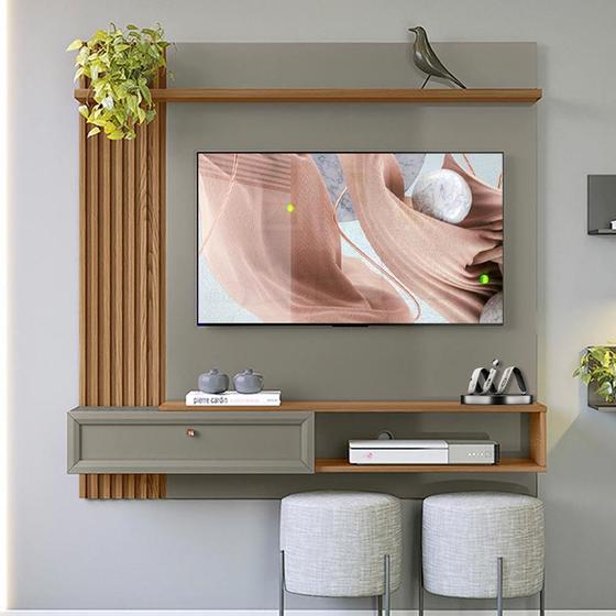 Painel Para TV 55 Polegadas Ripado Amêndoa Titânio Alvorada Linea ...