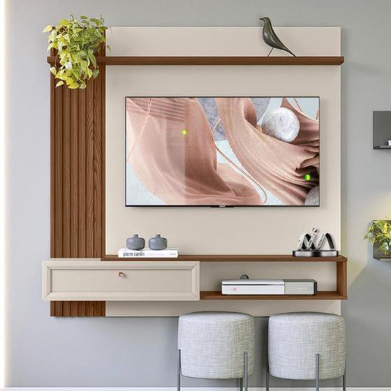 Painel Para TV 55 Polegadas Ripado Freijó Off White Alvorada Linea ...