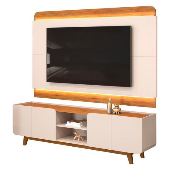 Painel Para Tv 75 Pol E Rack Bancada Com Led 220cm Collie D04 Off White-freijó - MPOZENATO ...