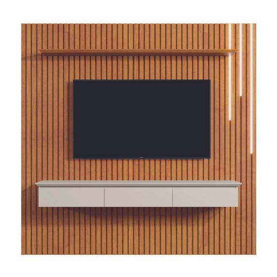 Painel Para TV 75 Polegadas Ripado com Led Paris Mavaular Naturalle/Off White - Painel para TV ...