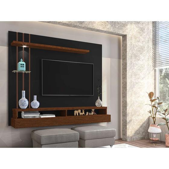 Painel para TV até 50 Polegadas Eros Preto e Canela - Carmolar - Painel ...