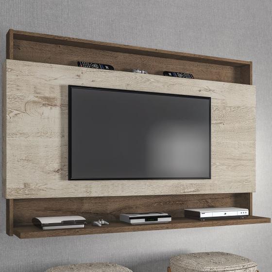 Painel Para Tv Até 50 Polegadas Madri 1 Prateleira Mocaccino/3d Carvalho Rústico - Atualle ...