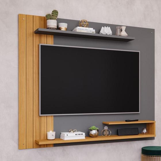Painel para TV Até 50 Polegadas Ripado Floripa Permobili Grafite Nature ...