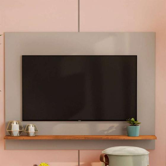 Painel para TV até 50 Polegadas Vênus Off White e Madeira - Tebarrot ...