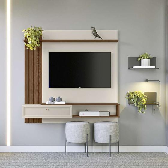 Painel para TV até 55 Polegadas Alvorada Freijó e Off White - Linea ...