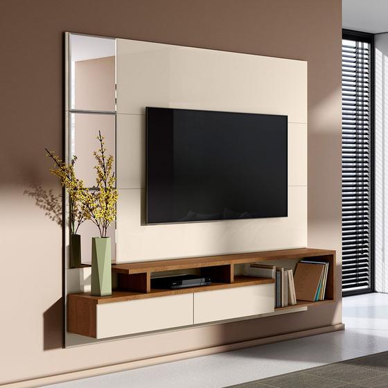 Painel para TV até 58" com 2 Portas 2 Nichos e Espelhos Venice Off ...