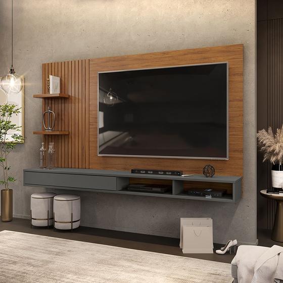 Painel para TV até 60 Polegadas 01 Porta Bento Freijó Cinza Urbano DJ ...