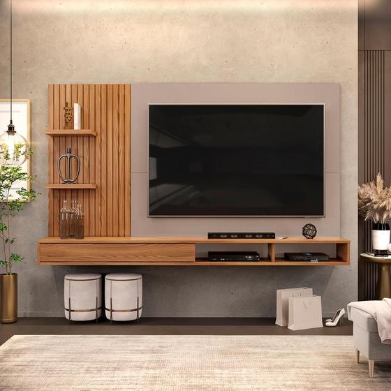 Painel para TV até 60 Polegadas Ripado com Nichos Dj Moveis Bento ...