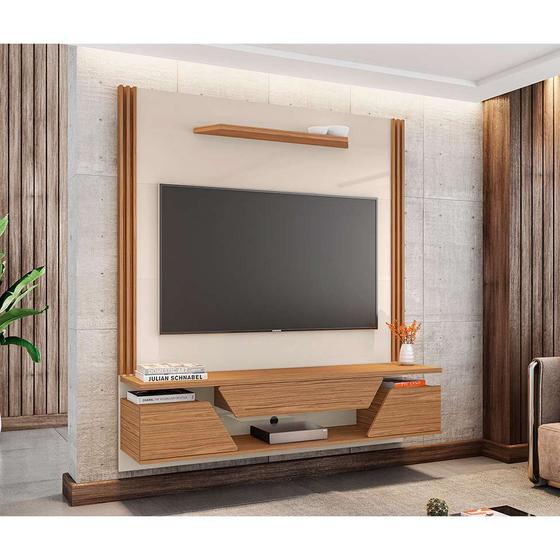Painel para TV até 60 Polegadas Valley Off White e Noce 160 cm - Casa D ...